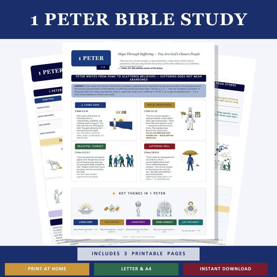 1 Peter Bible Study Worksheet Printable | Chosen People Royal ...
