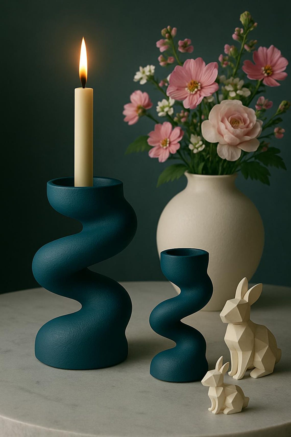 Modern 3D Printed Candle Holder- Unique Home Decor Gift- Minimalist ...