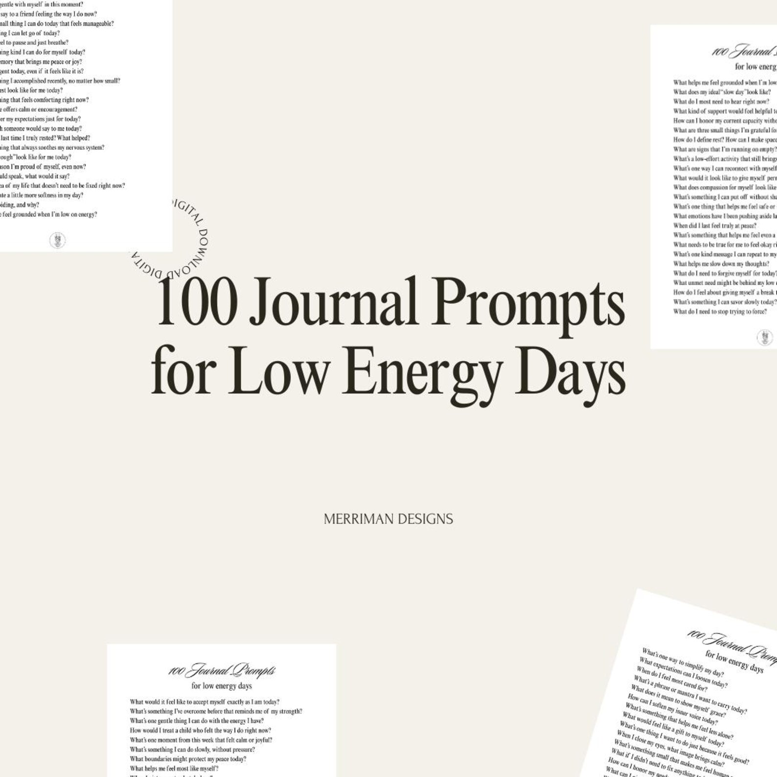 100 Gentle Journal Prompts for Low Energy Days: Reflective Writing for ...