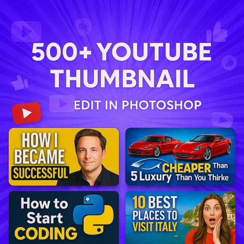 Ultimate Youtube Thumbnail Bundle – 500+ Click-worthy Thumbnail ...