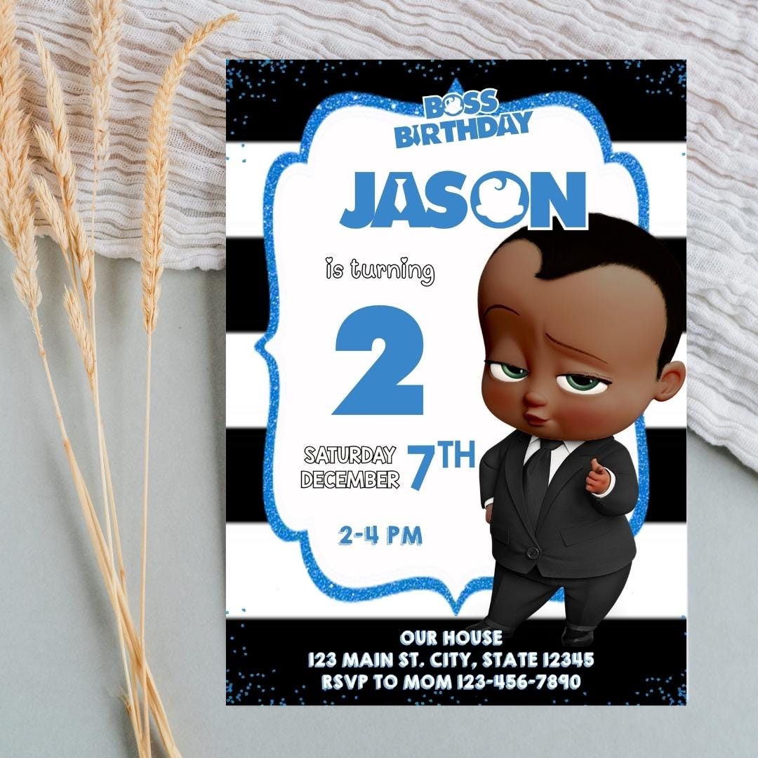 Editable Little Boss Birthday Invitation – Baby in Suit Party Invite ...