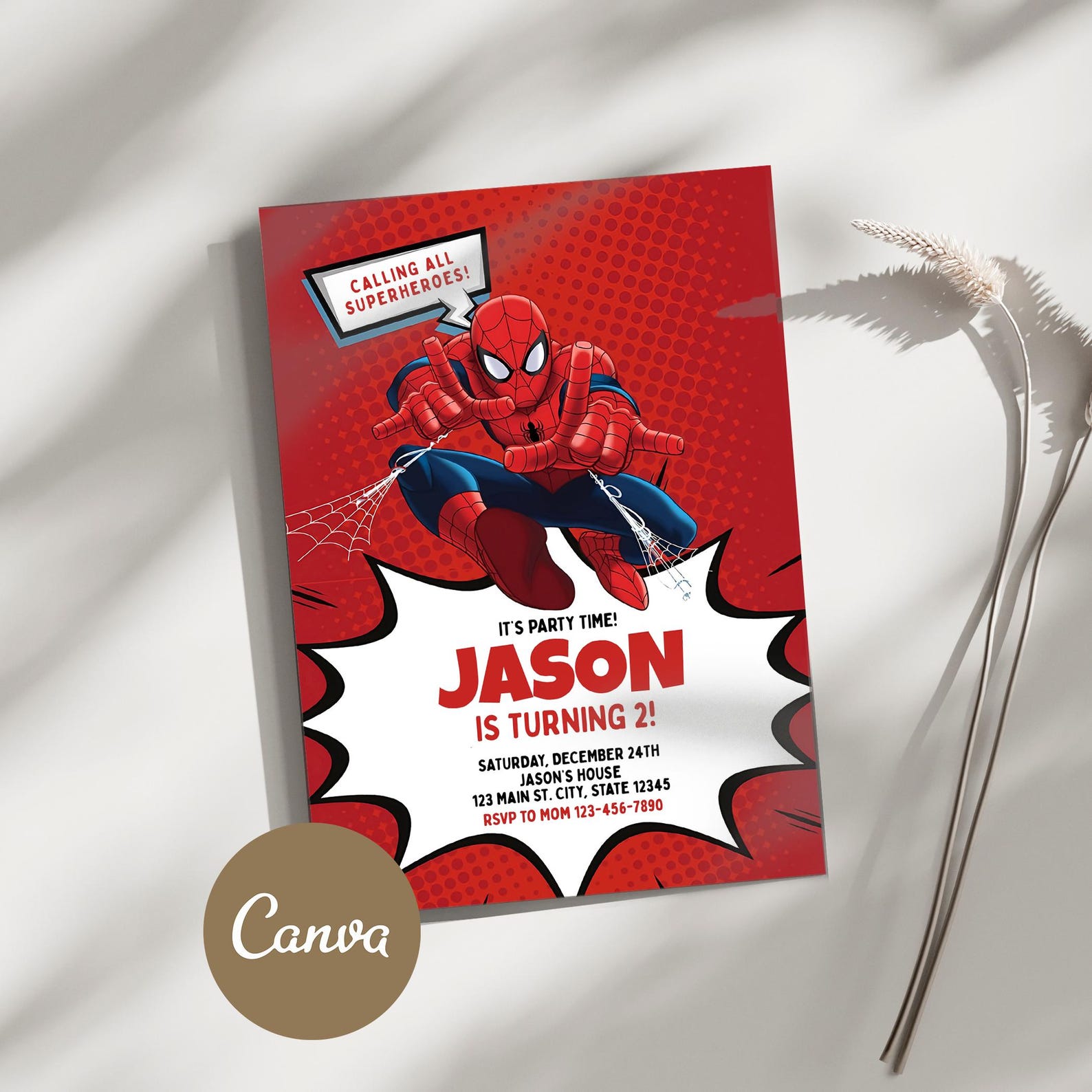 Editable Spiderman Birthday Invitation | Spiderman Invitation Templates ...