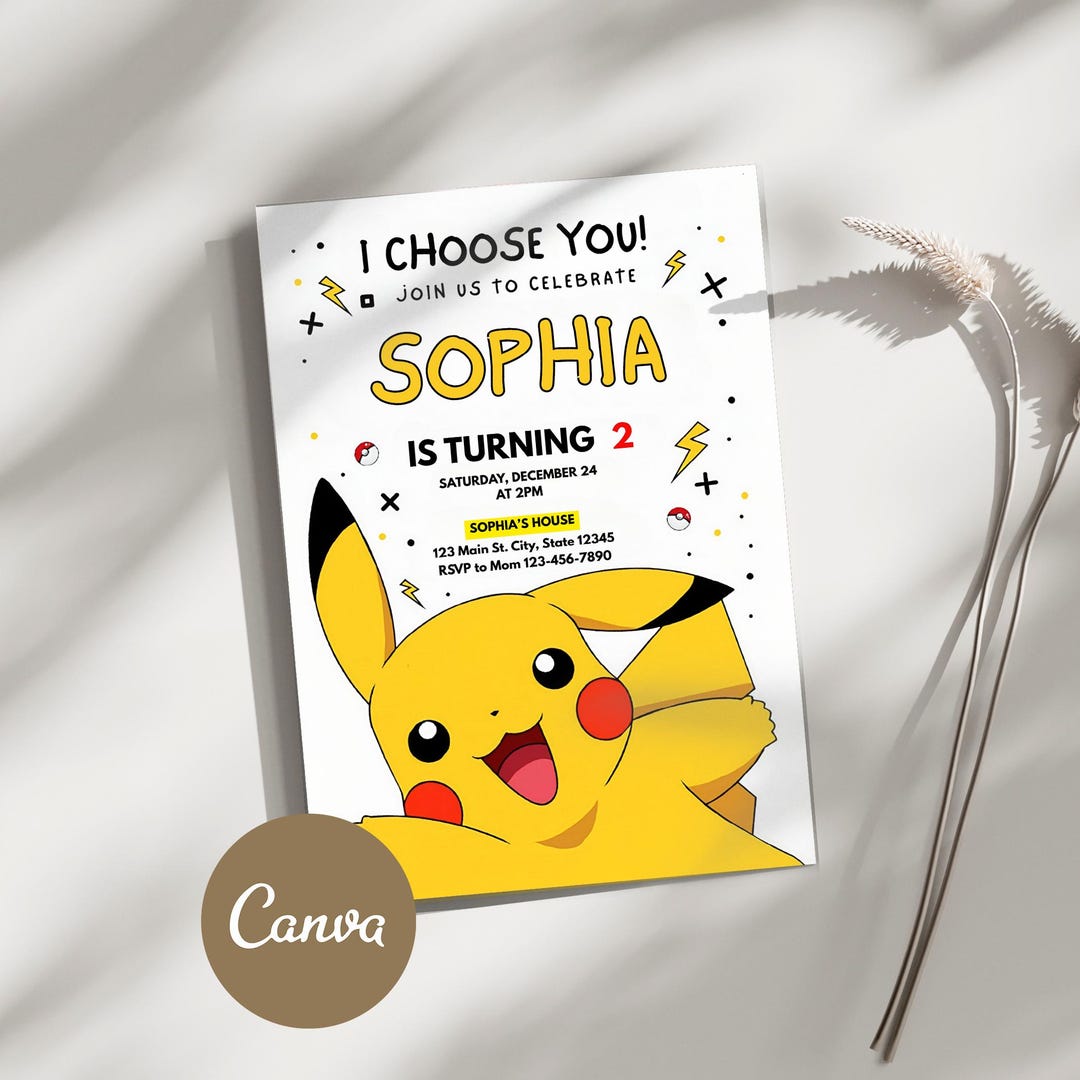 Editable Pokemon Birthday Invitation | Pokemone Invitation Templates ...