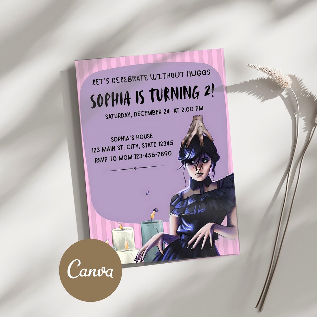 Editable Wednesday Birthday Invitation | Wednesday Invitation Templates ...