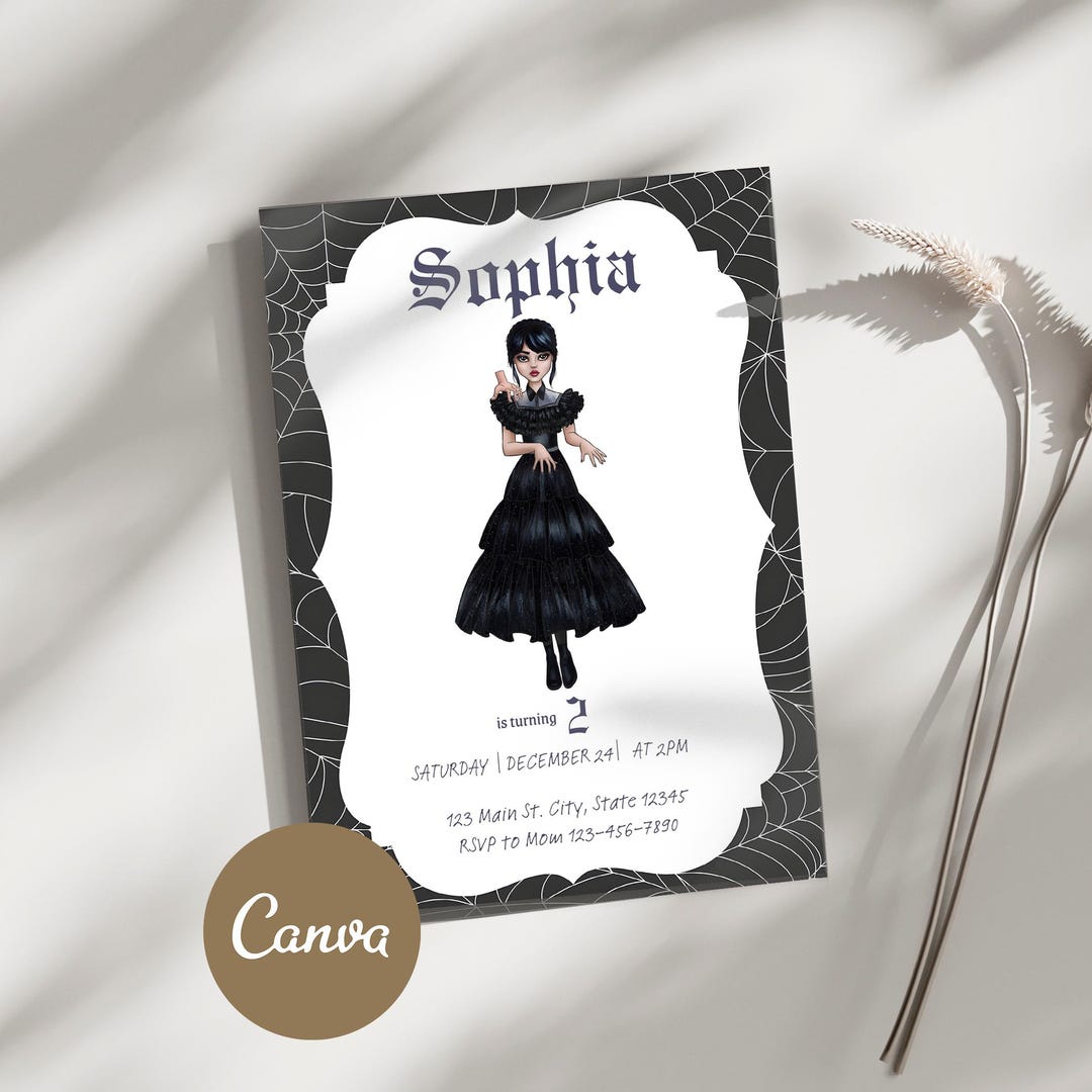Editable Wednesday Birthday Invitation | Wednesday Invitation Templates ...