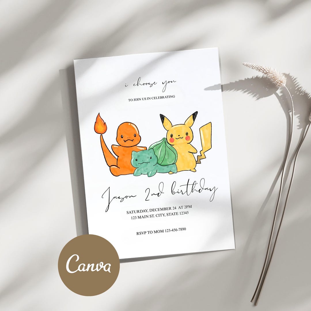 Editable Pokemon Birthday Invitation | Pokemone Invitation Templates ...