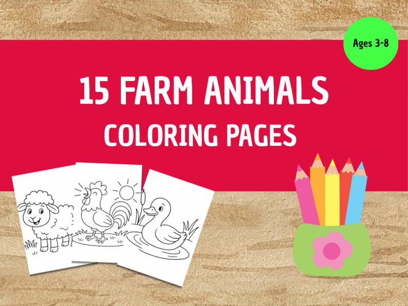Printable Farm Animals Coloring Book for Kids – 15 Fun Pages (PDF ...