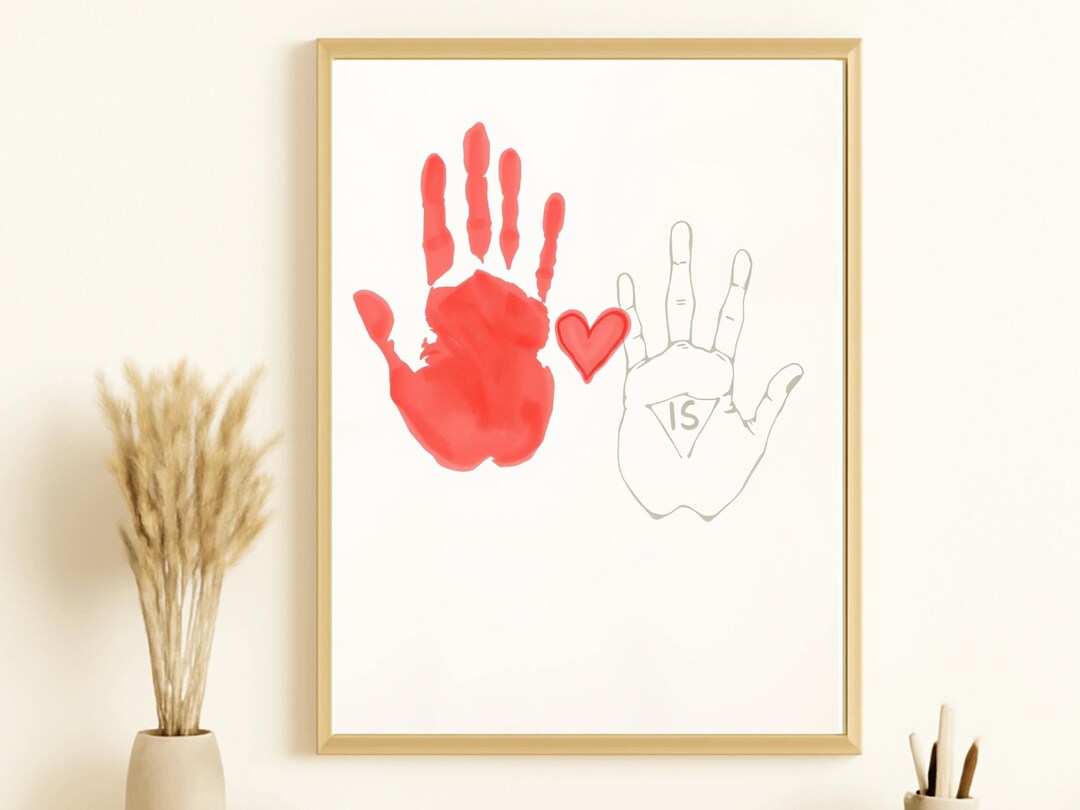 Handprint Love Digital Art Print Couple Anniversary Gift Fifteenth Year ...