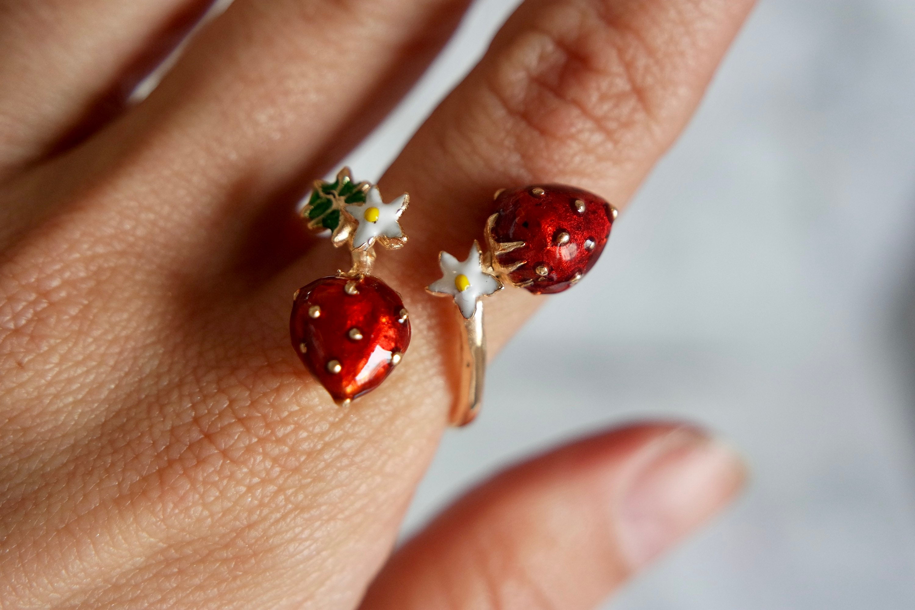Strawberry Ring, Fruit Jewellery, Gift for Her, Free Shipping, Fruit ...