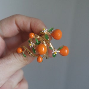 Orange Gold Plated Adjustable Ring, Fruit, Gift for Her, Free Shipping ...