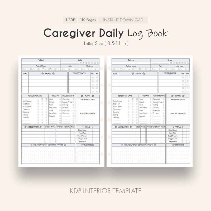Caregiver Log - Etsy