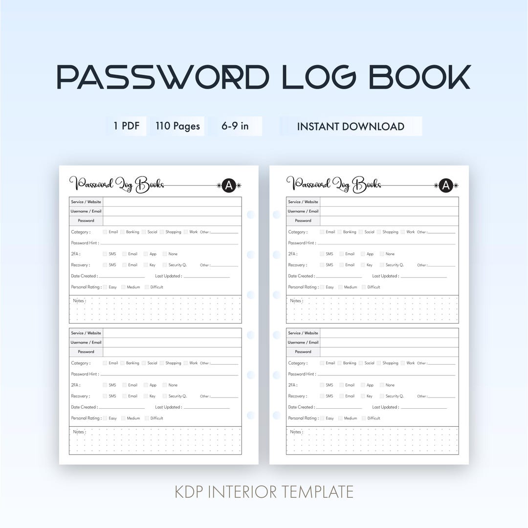 Password Log Book | Password Organizer | Login Tracker - Etsy