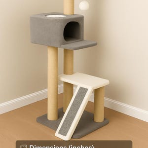 Cat Tree & House – Tall Modern Cat Tower With Bed, Scratcher, Furniture ...