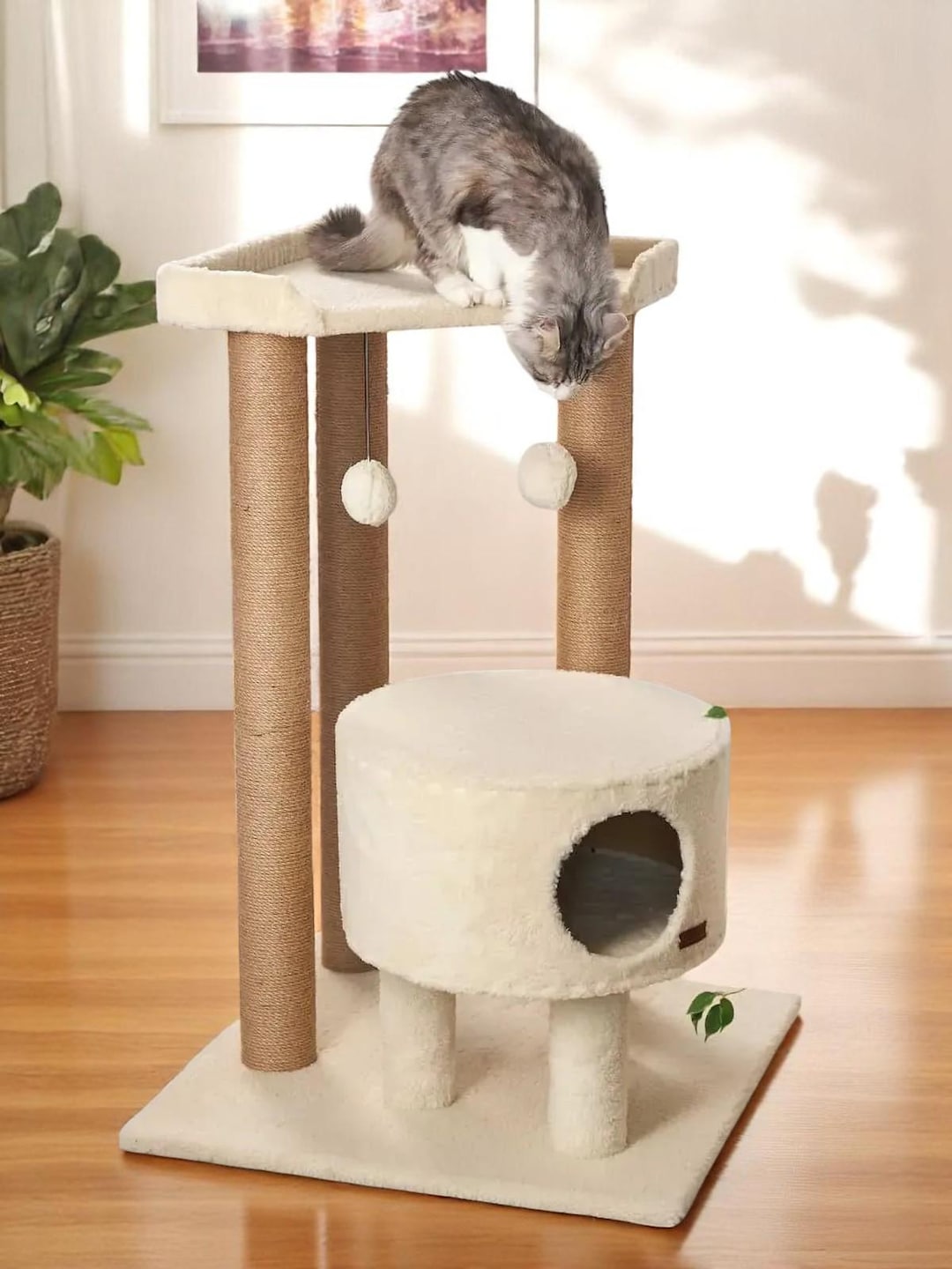 Cat Tree & Bed – Modern Cat Tower With House, Scratcher, Furniture ...