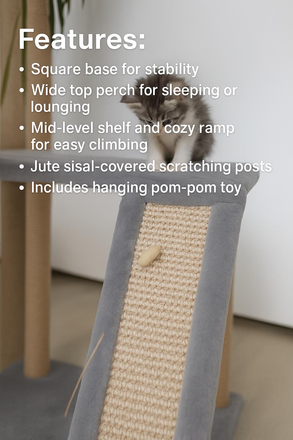 Modern Cat Tree Tower & Scratcher – Jute Sisal Scratching Climbing Post ...