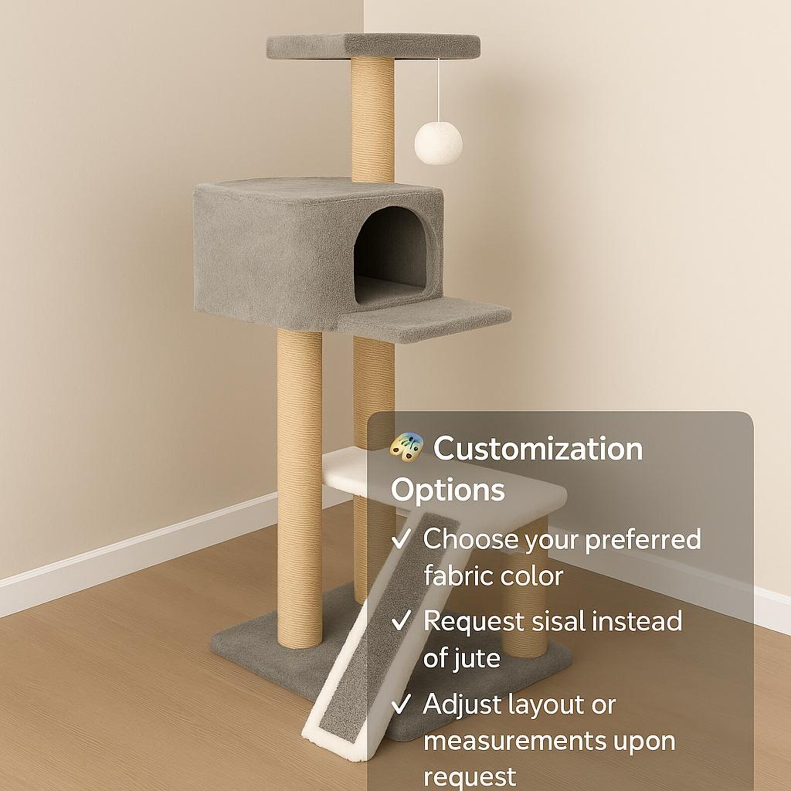 Cat Tree & House – Tall Modern Cat Tower With Bed, Scratcher, Furniture ...