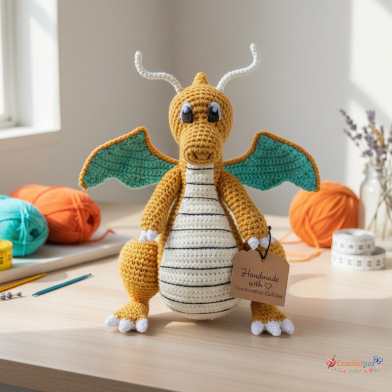 Dragonite Crochet Pattern PDF, Dragon Pokemon Amigurumi Pattern, Easy ...