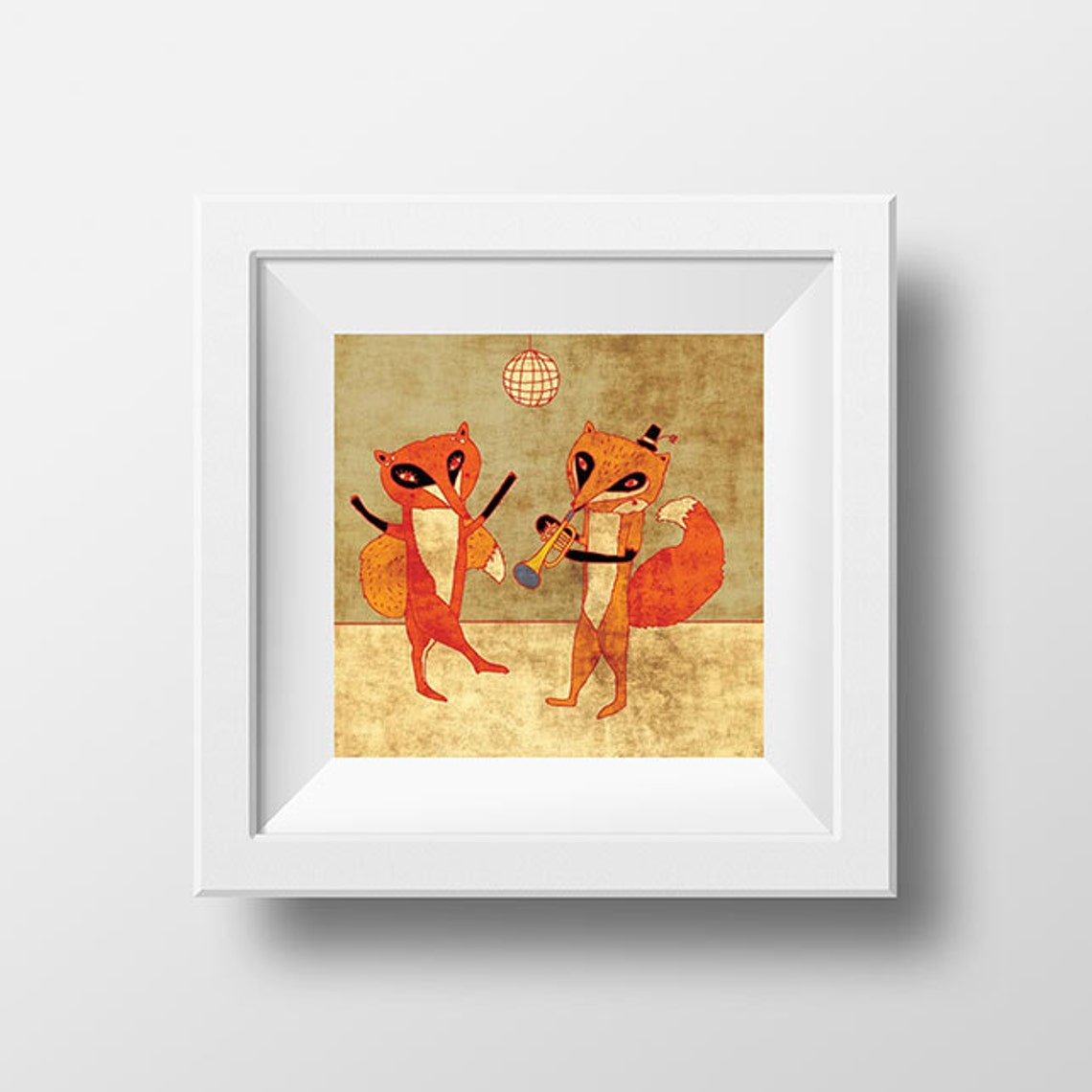 FOX PARTY Art Print // Cute Fox Illustration // Orange - Etsy