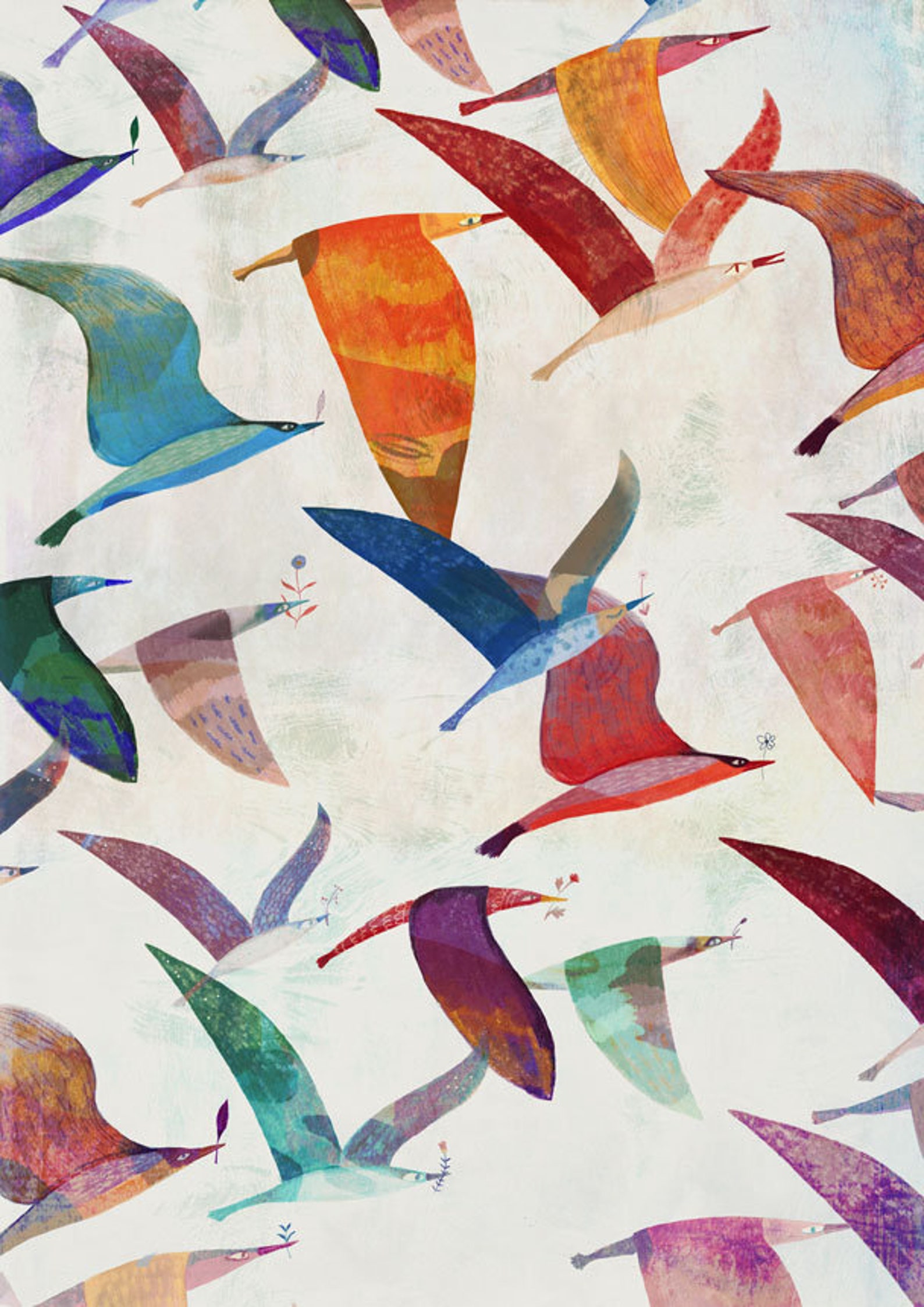 HOPEBIRDS Art Print // Colorful Illustration // Flying Birds With ...
