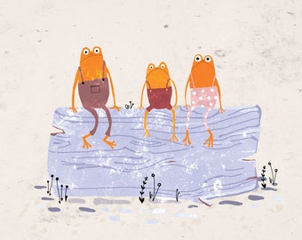 Grumpy Frog Art | Etsy