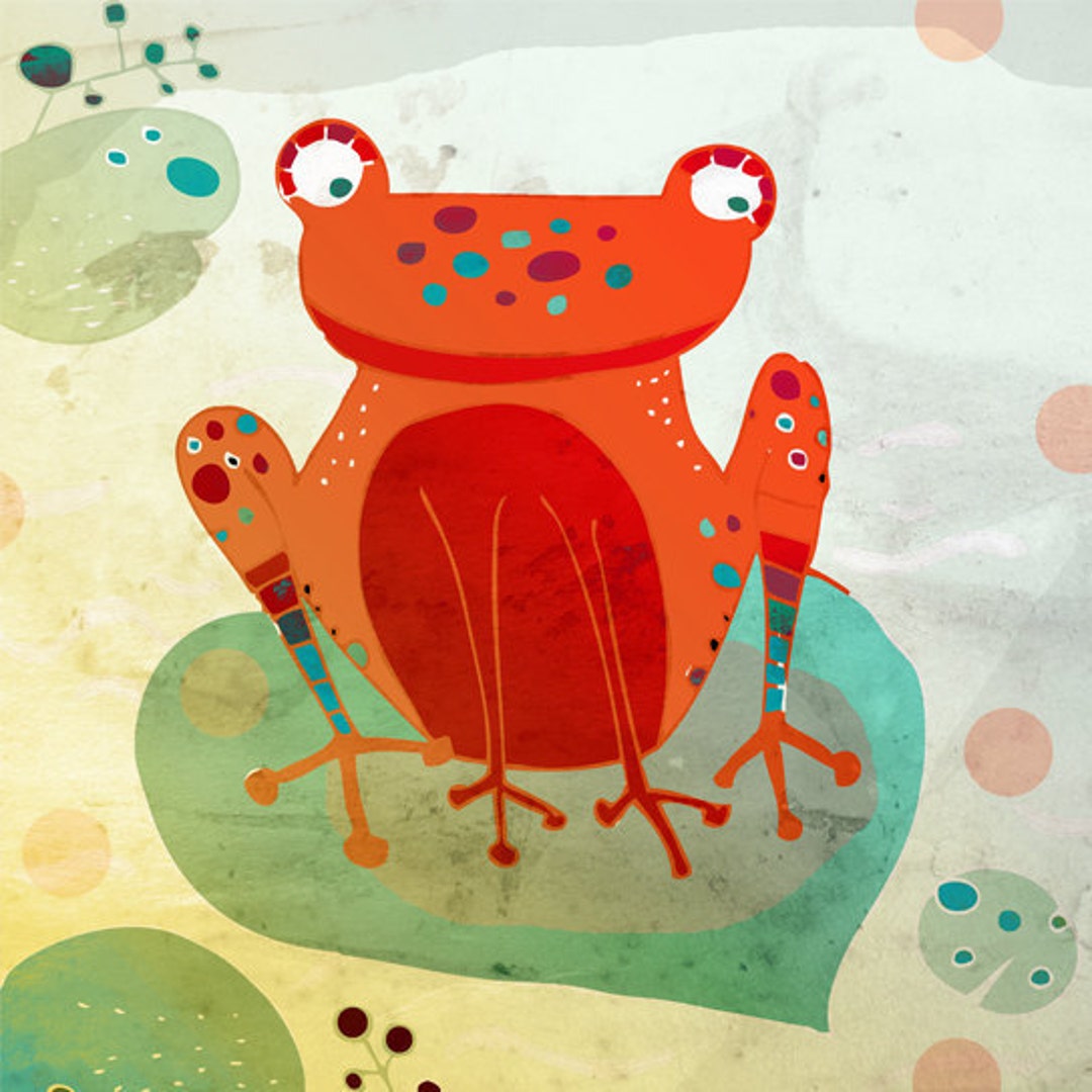 FROG Art Print // Orange Animal Illustration // Nursery Wall Decor - Etsy