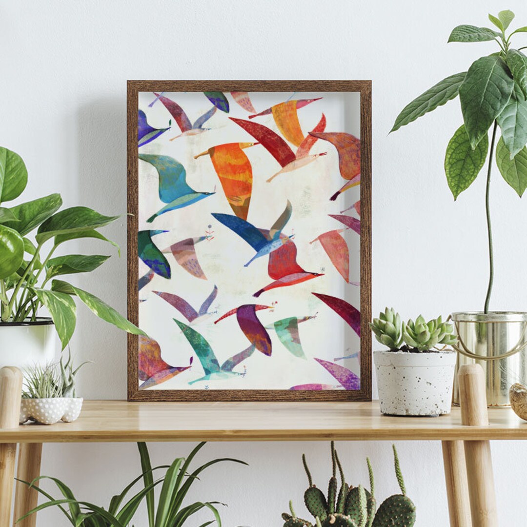 HOPEBIRDS Art Print // Colorful Illustration // Flying Birds With ...