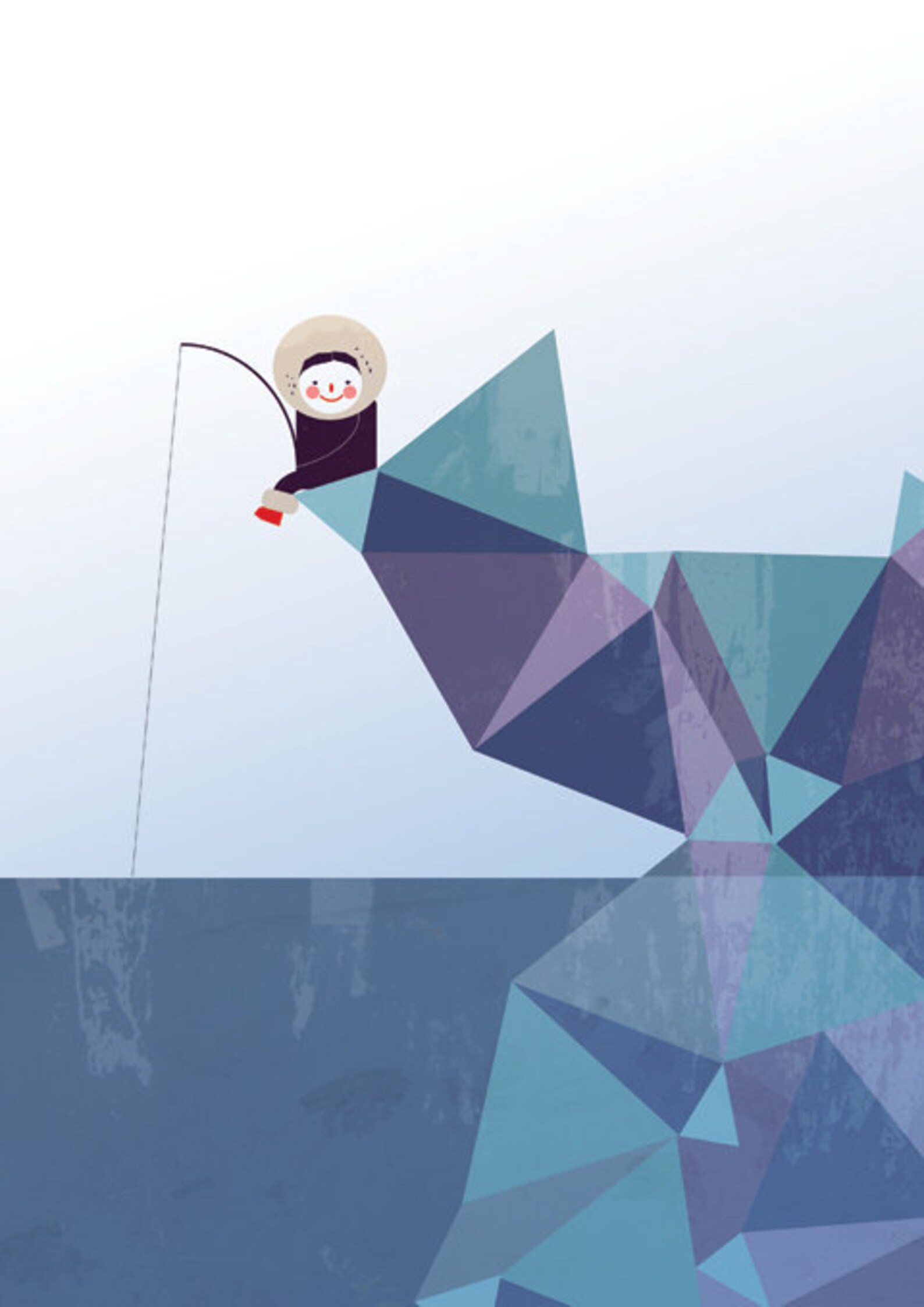 ESKIMO Art Print // Blue // Cute Eskimo Kid Fishing // - Etsy