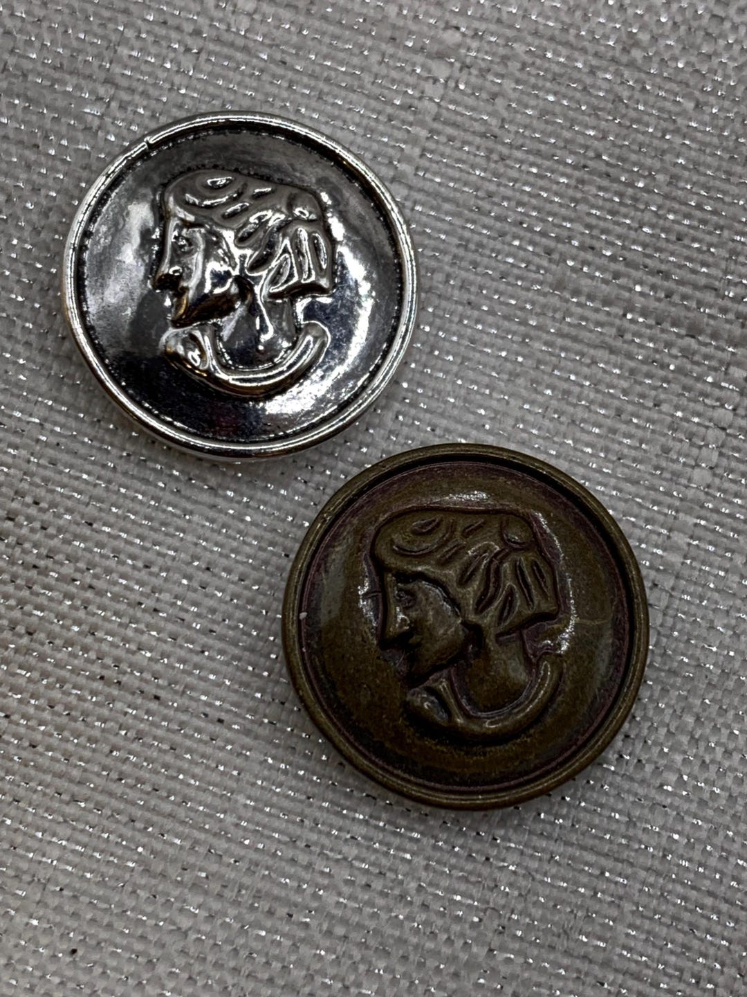 CAMEO PROFILE - Bronze and Silver - Snap Button Charms Set of 2 - 18mm ...