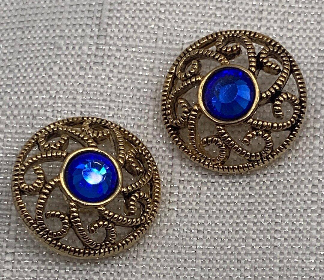 GOLD and BLUE - Matching Snap Button Charms Set of 2 - (18mm/20mm ...