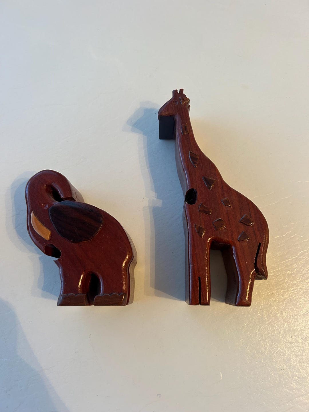 Vintage Hand Carved Wood Trinket Puzzle Box Hidden Compartment- Giraffe ...