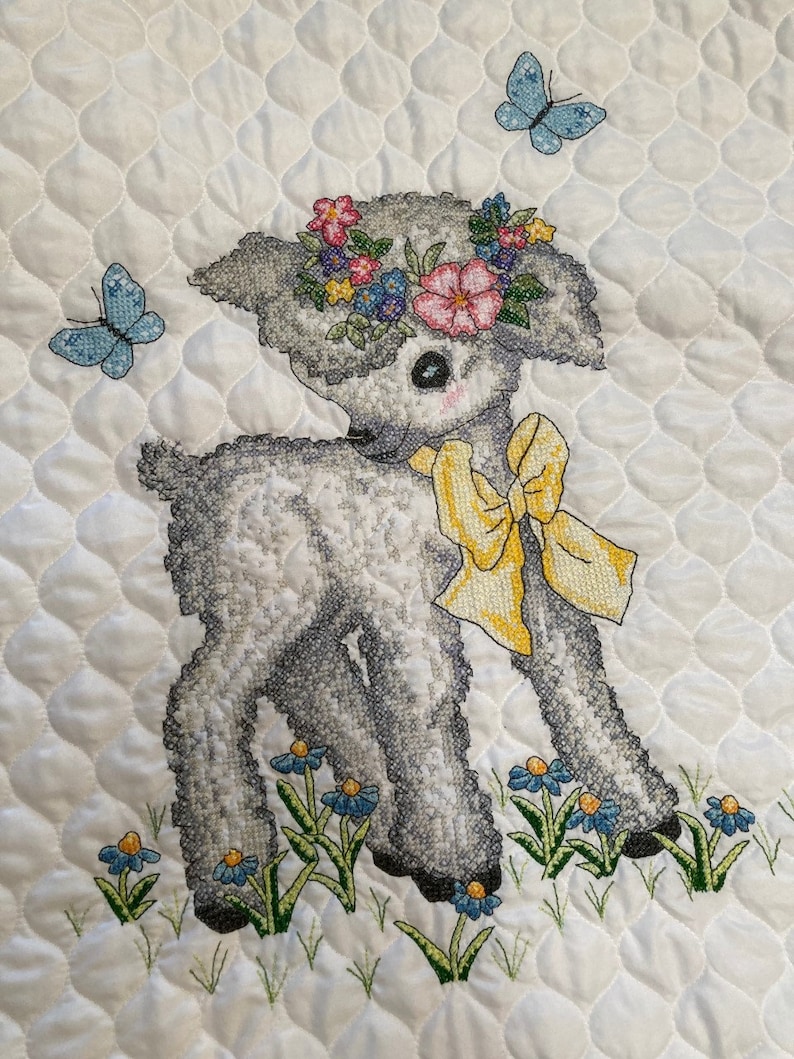 Embroidered Little Lamb Quilt & Panel - Etsy