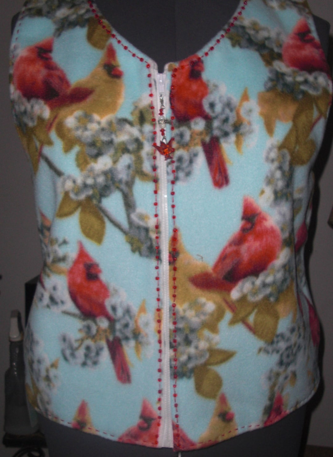 Cardinal Fleece Vest With Bead Trim, Size 12-14 - Etsy