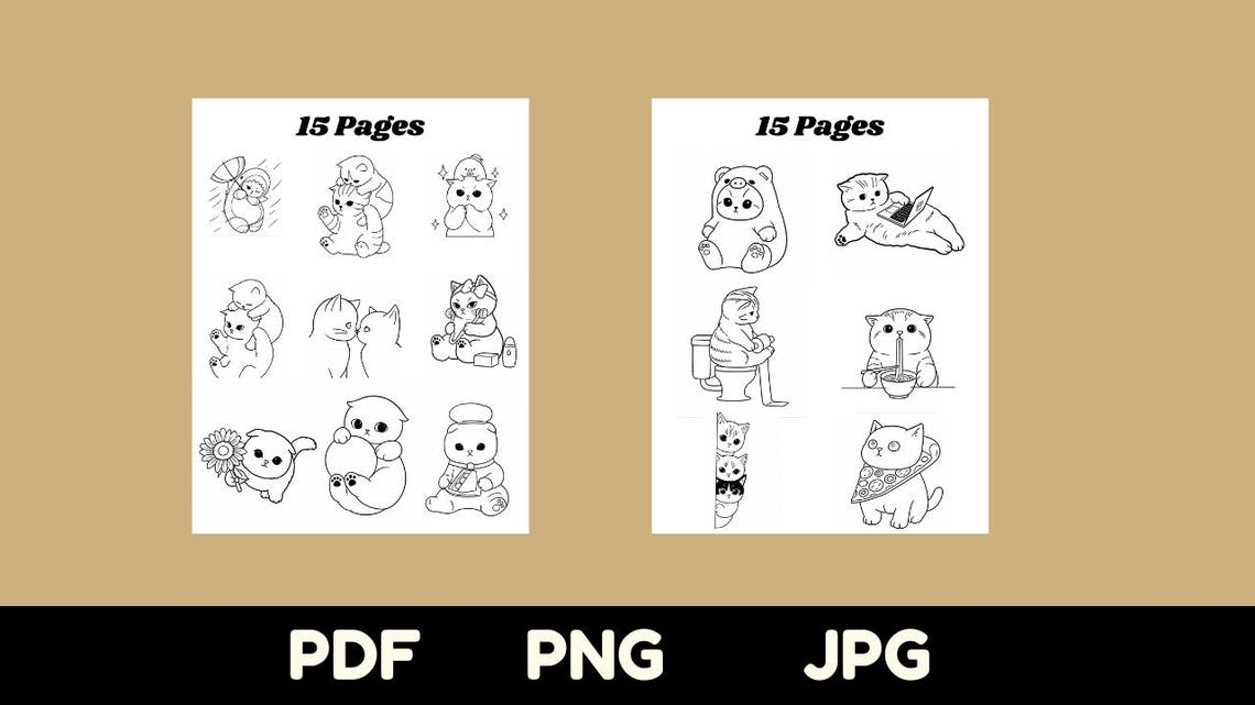 Mofusand Cat Coloring Pages, 15 Printable Designs (digital Download ...