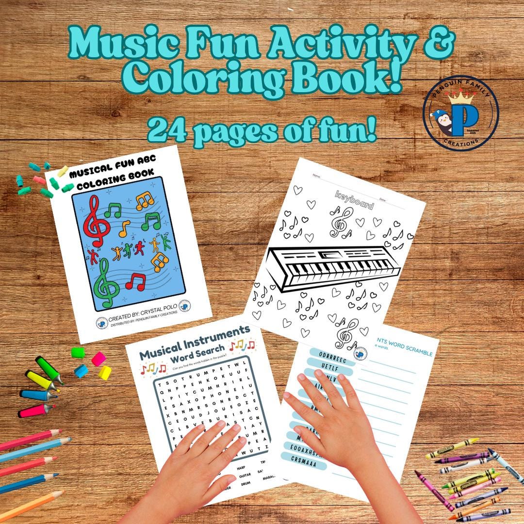 Music Fun Activity Book: Coloring Pages, Puzzles, and Memory Match Card ...