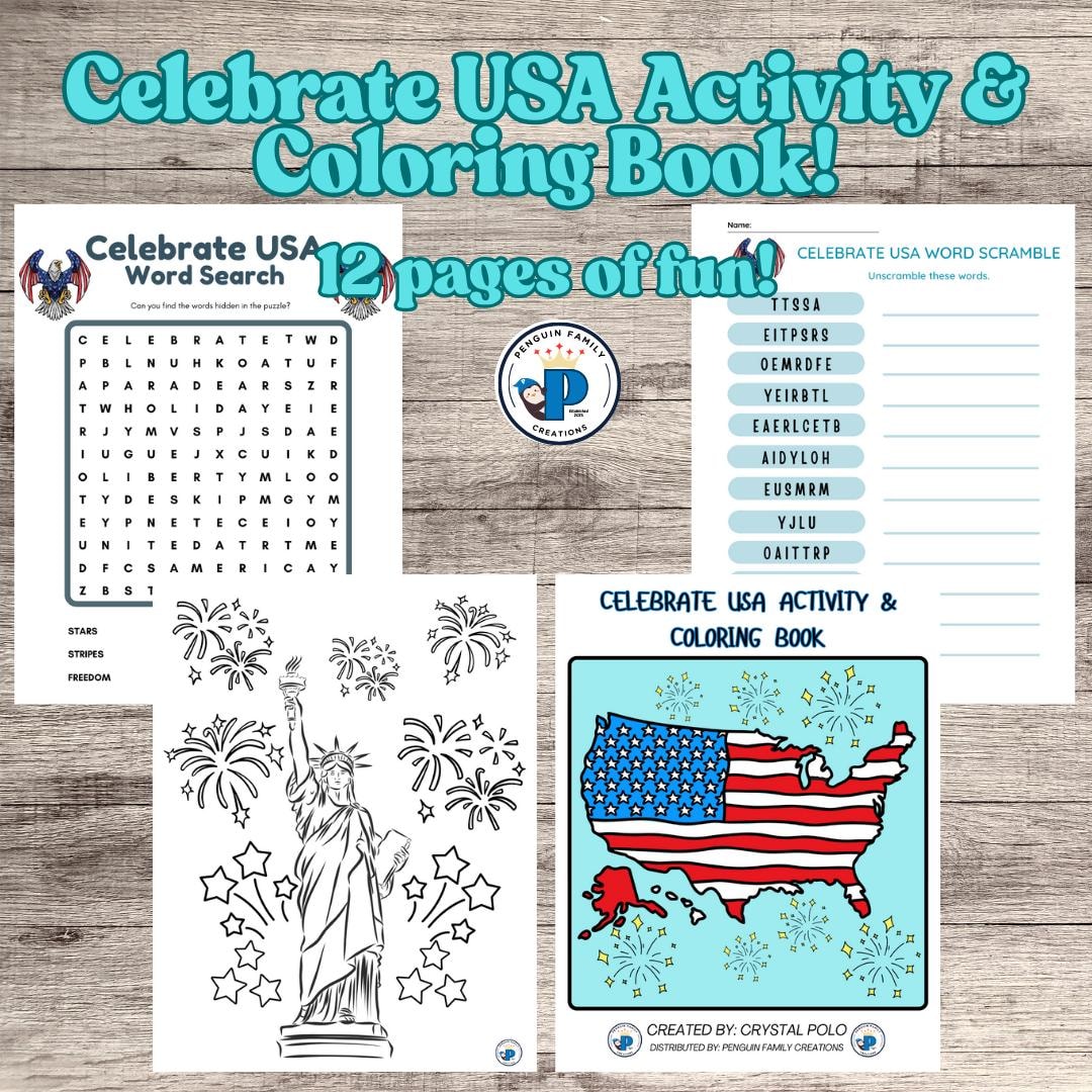 Celebrate USA Activity Book: Coloring Pages and Puzzles - Etsy
