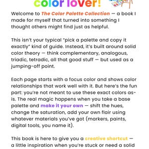 Color Palette Collection • Workbook for Artists – Color Theory Based ...