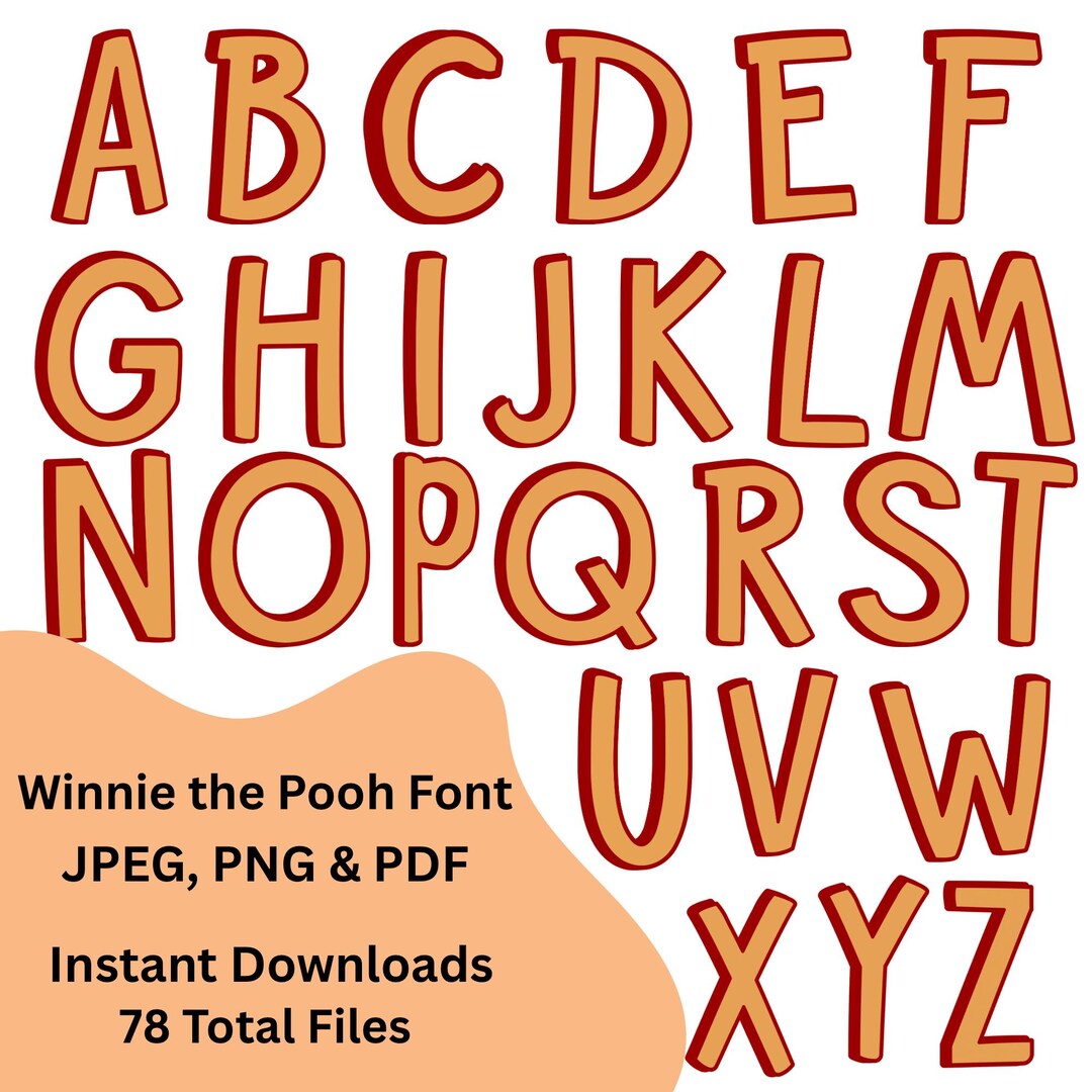 Winnie the Pooh Font Bundle PNG, JPEG, PDF - Etsy