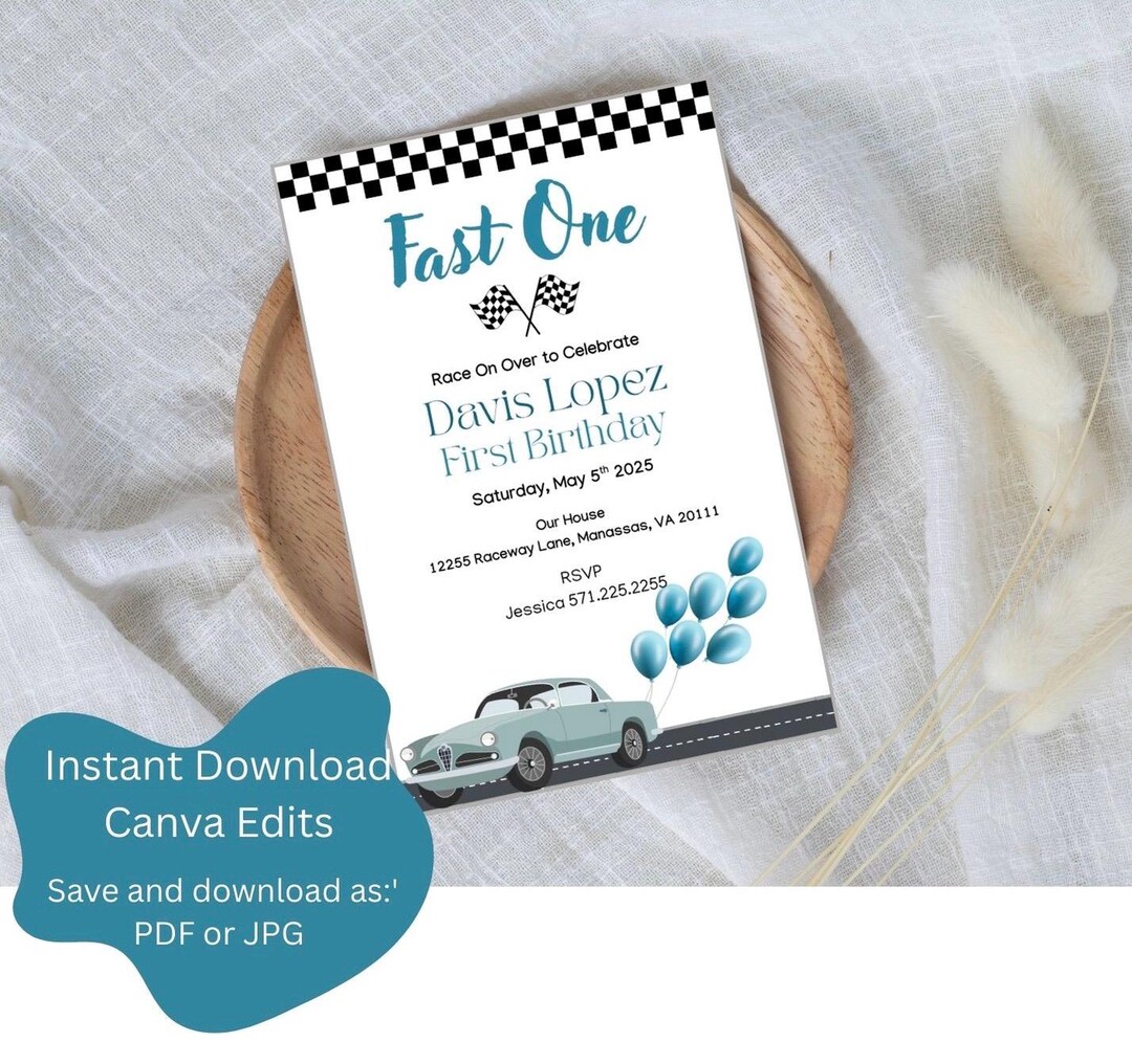 Fast One Birthday Invitation - Etsy