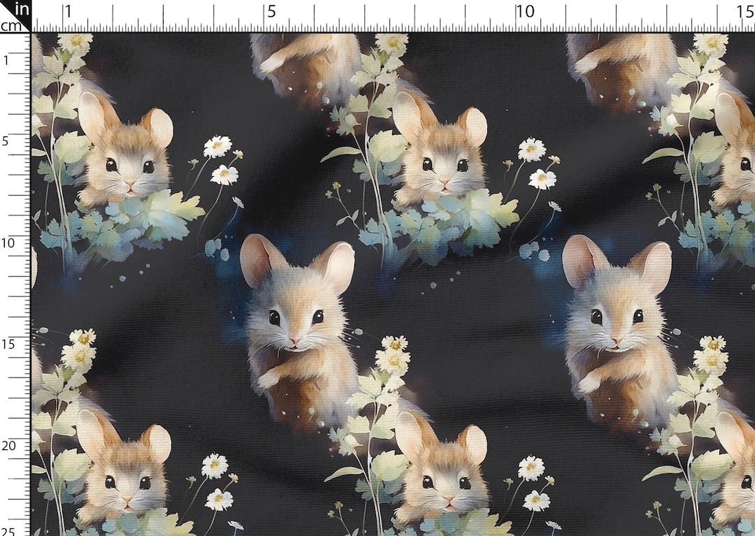 Cute Mouse Cotton Fabric 100%, Eco-print, Printed Cotton Fabric, Mice ...