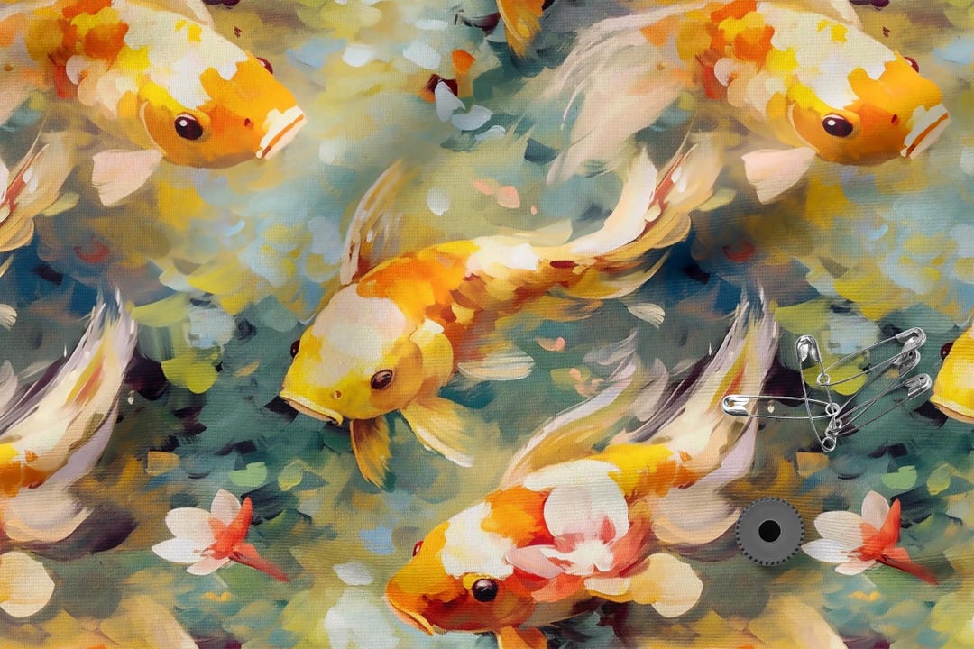 Koi Fish Cotton 100%, Eco-print, Printed Cotton Fabric, Fish Fabric ...
