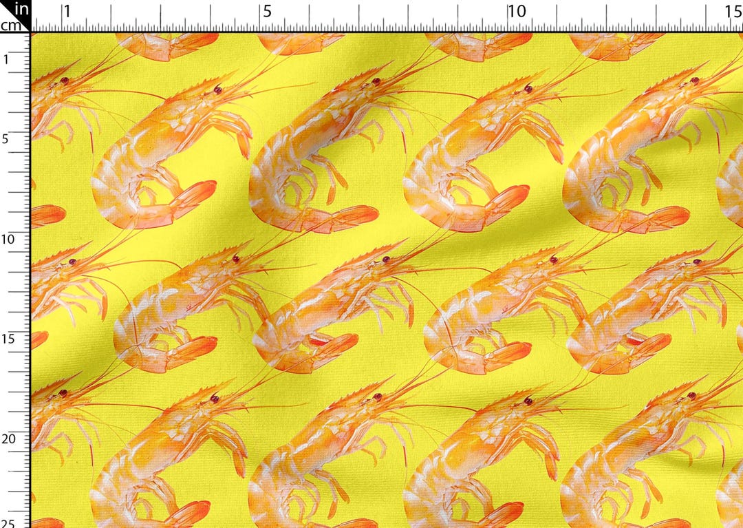Colorful Shrimp Cotton 100%, Eco-print, Printed Cotton Fabric, Shrimp ...