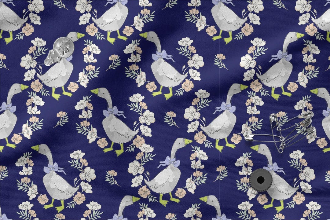 Geese Cotton Fabric 100%, Eco-print, Printed Cotton Fabric, Sweet Goose ...