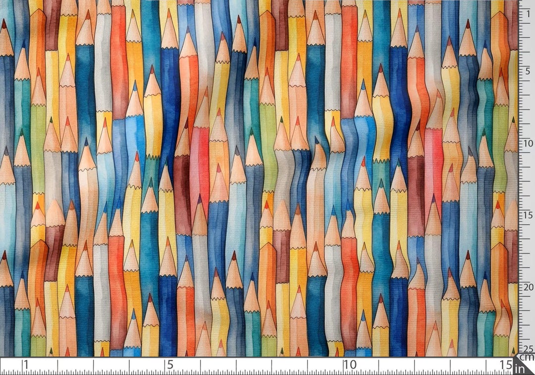 Colorful Crayons Cotton Fabric 100%, Eco-print, Printed Cotton Fabric ...