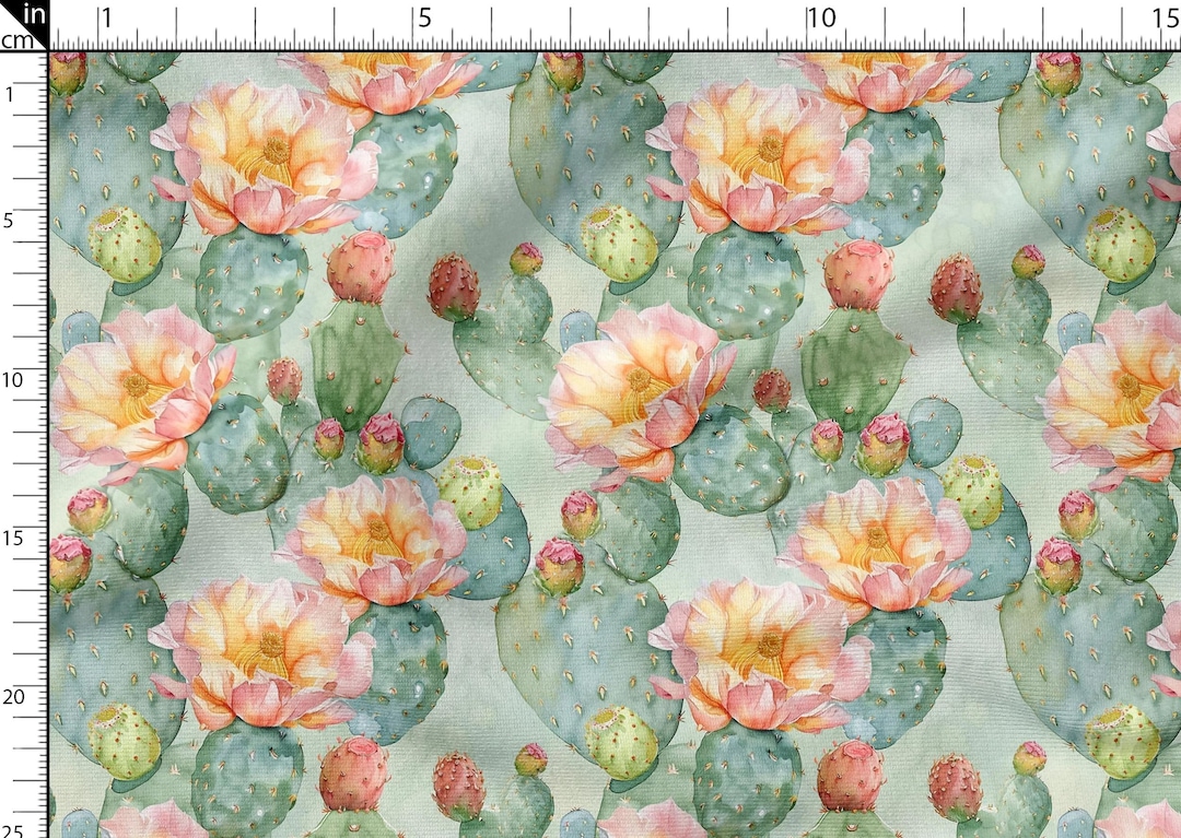 Cactus Cotton 100%, Eco-print, Printed Cotton Mexican Fabric Cacti ...