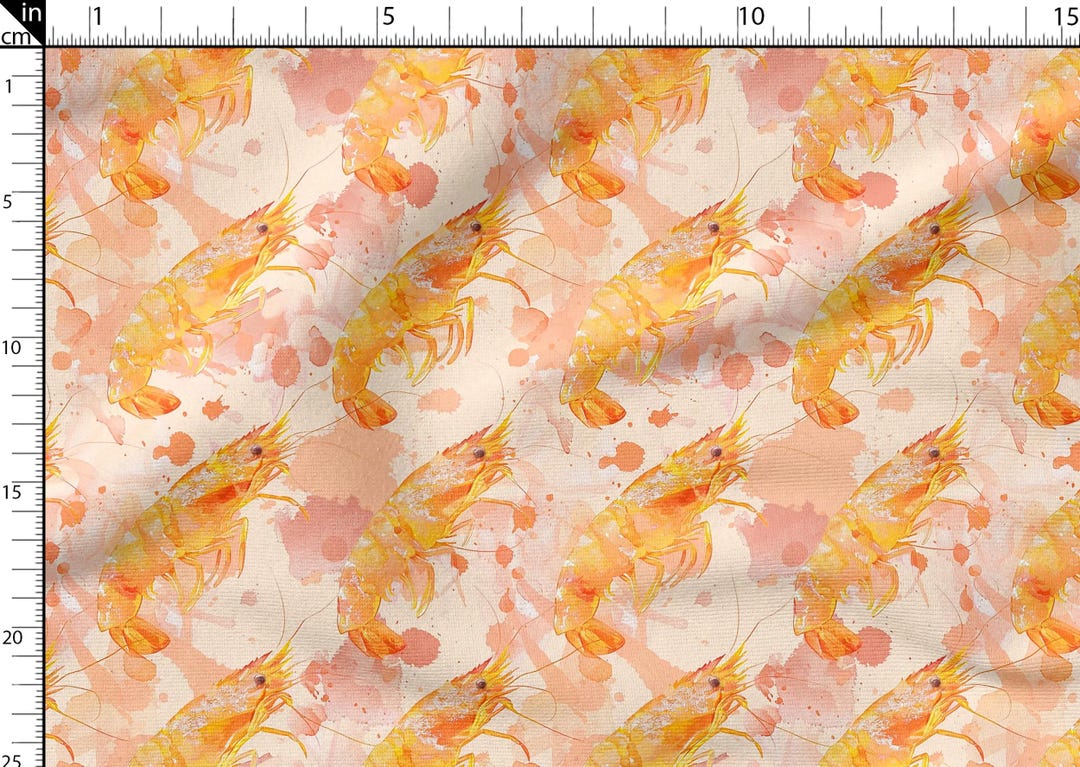 Colorful Shrimp Cotton 100%, Eco-print, Printed Cotton Fabric, Shrimp ...