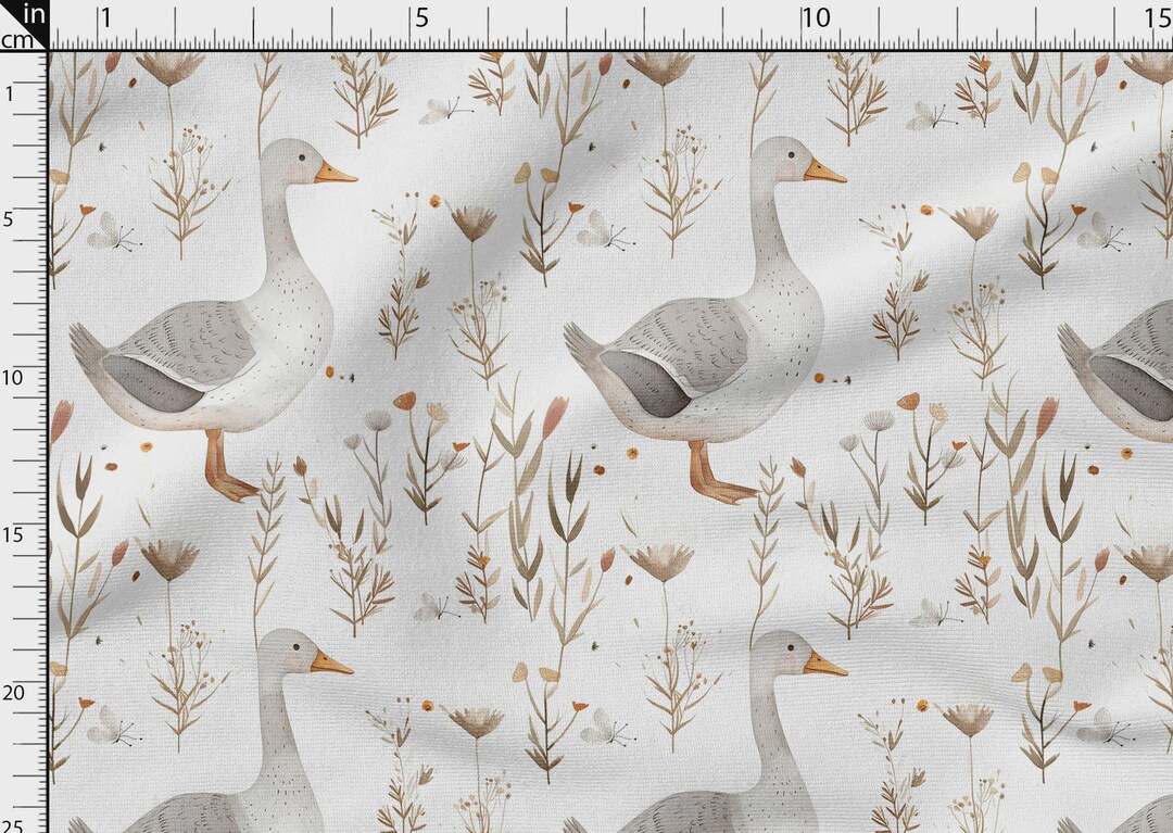 Cute Geese Cotton Fabric 100%, Eco-print, Printed Cotton Fabric, Sweet ...