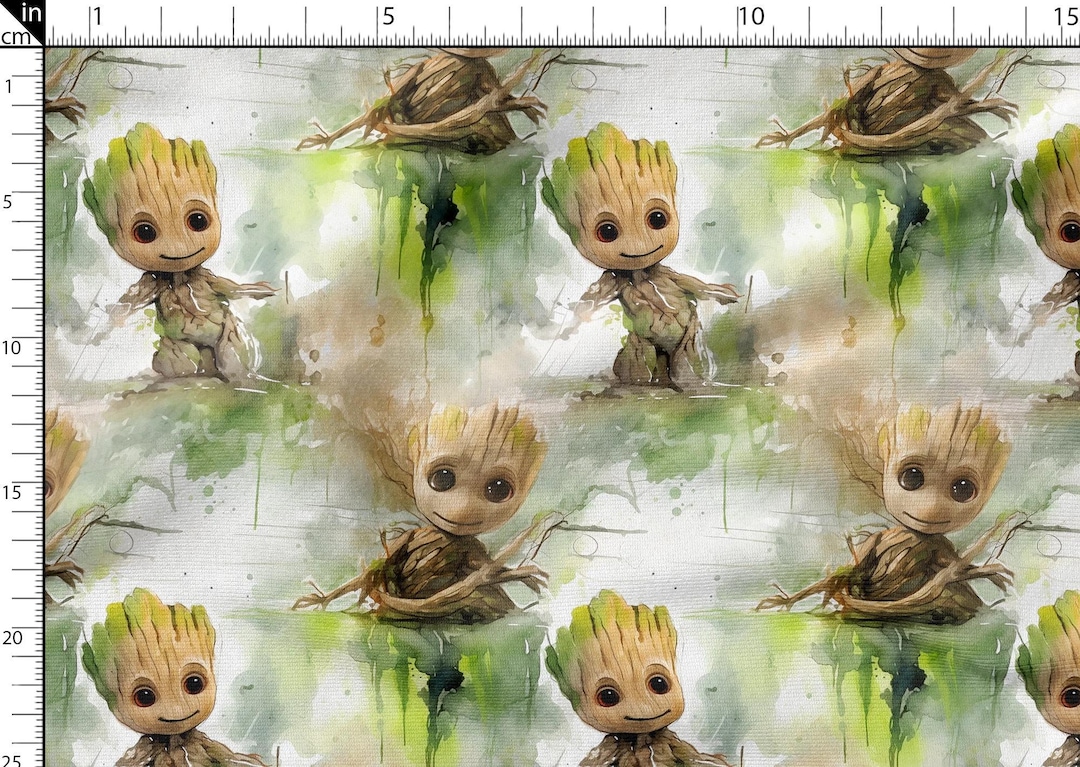 Tree Groot Cotton Fabric 100%, Eco-print, Printed Cotton Fabric, Cute ...