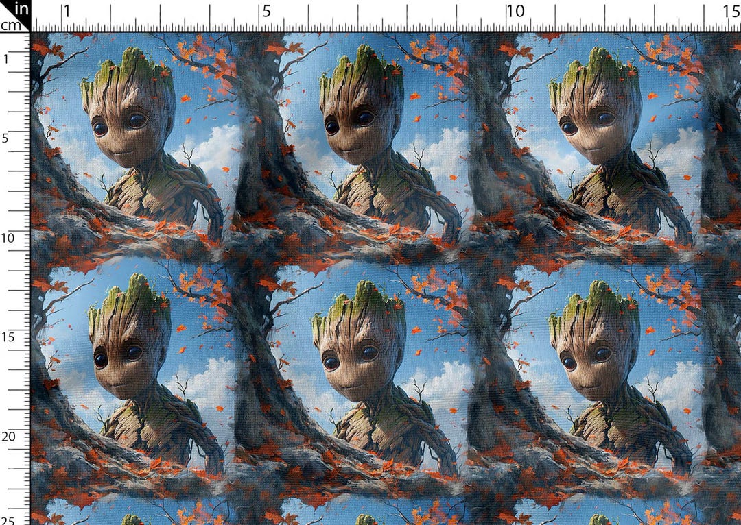Tree Groot Cotton Fabric 100%, Eco-print, Printed Cotton Fabric, Cute ...