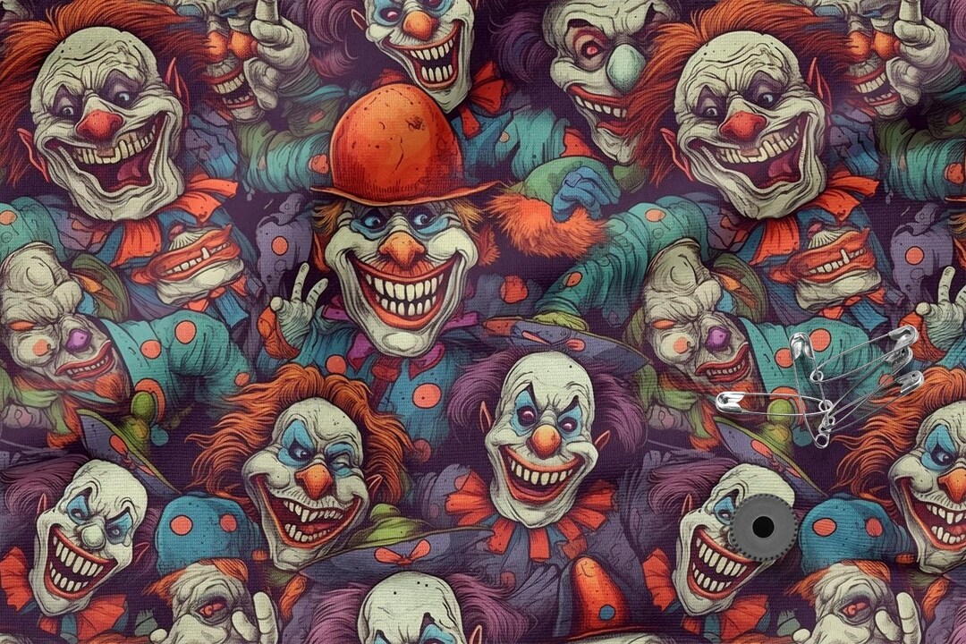 Scary Clowns Print Cotton Fabric: Eco-print Horror Movies Scary Clown ...