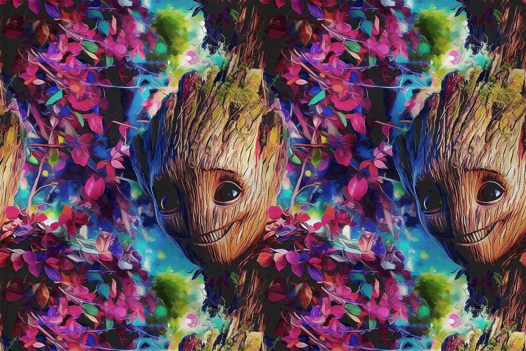 Tree Groot Cotton Fabric: Eco-print Cute Groot Fabric, High Quality ...